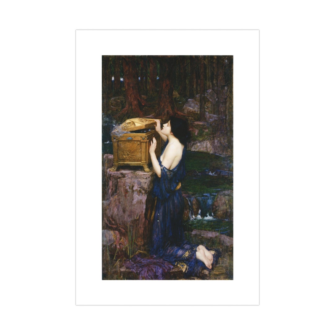 Pandora, John William Waterhouse, Art Print Poster, White Border Matte ...