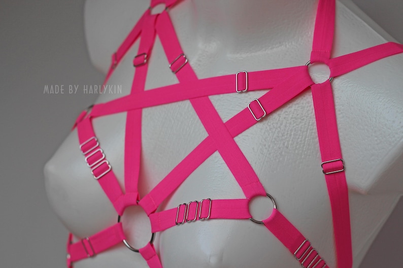Pink Rave Outfit, Neon UV React Bodysuit, Harness Bodysuit, Festival ...