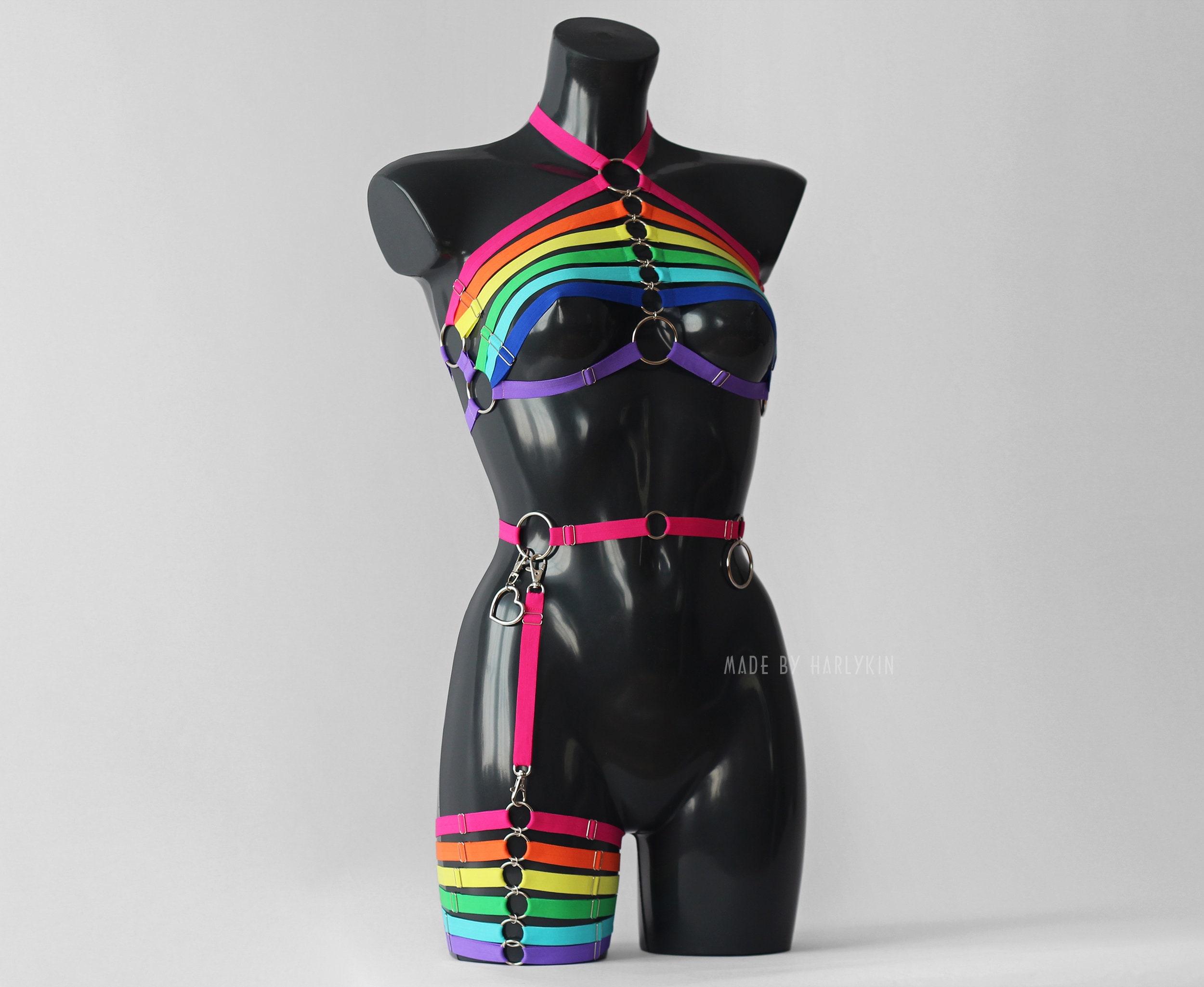 Rainbow Harness Set, Festival Harness, Pride Outfit, Rainbow Lingerie, Rainbow Clothing, Rave ...