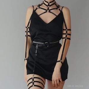 Black Harness Set 3 Pieces, Harness Belt, Goth Outfit, Harness Garter ...