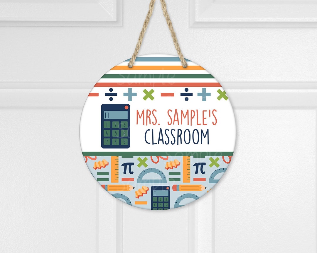 MATH TEACHER - Blank Area to Personalize - Door Hanger Design - Round ...