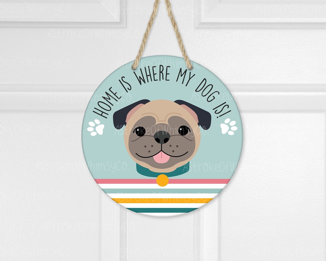 PUG - Door Hanger Design - Round Sublimation Design Png File - Digital ...