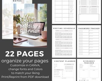Social Media Planner Printable, Content Planner for Instagram, Youtube ...