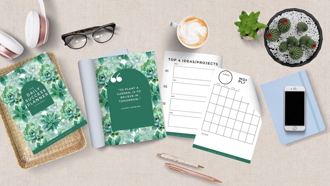 The Daily Success Planner & Journal - Succulents | Printable Planner ...
