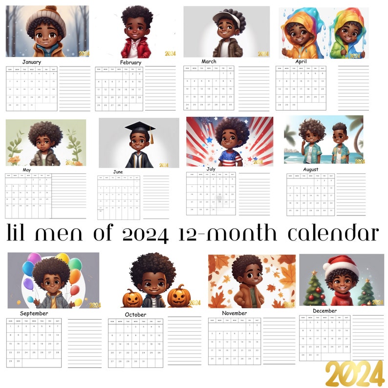LIL Boys of 2024 | 12-month Calendar| Instant Download | Printable ...