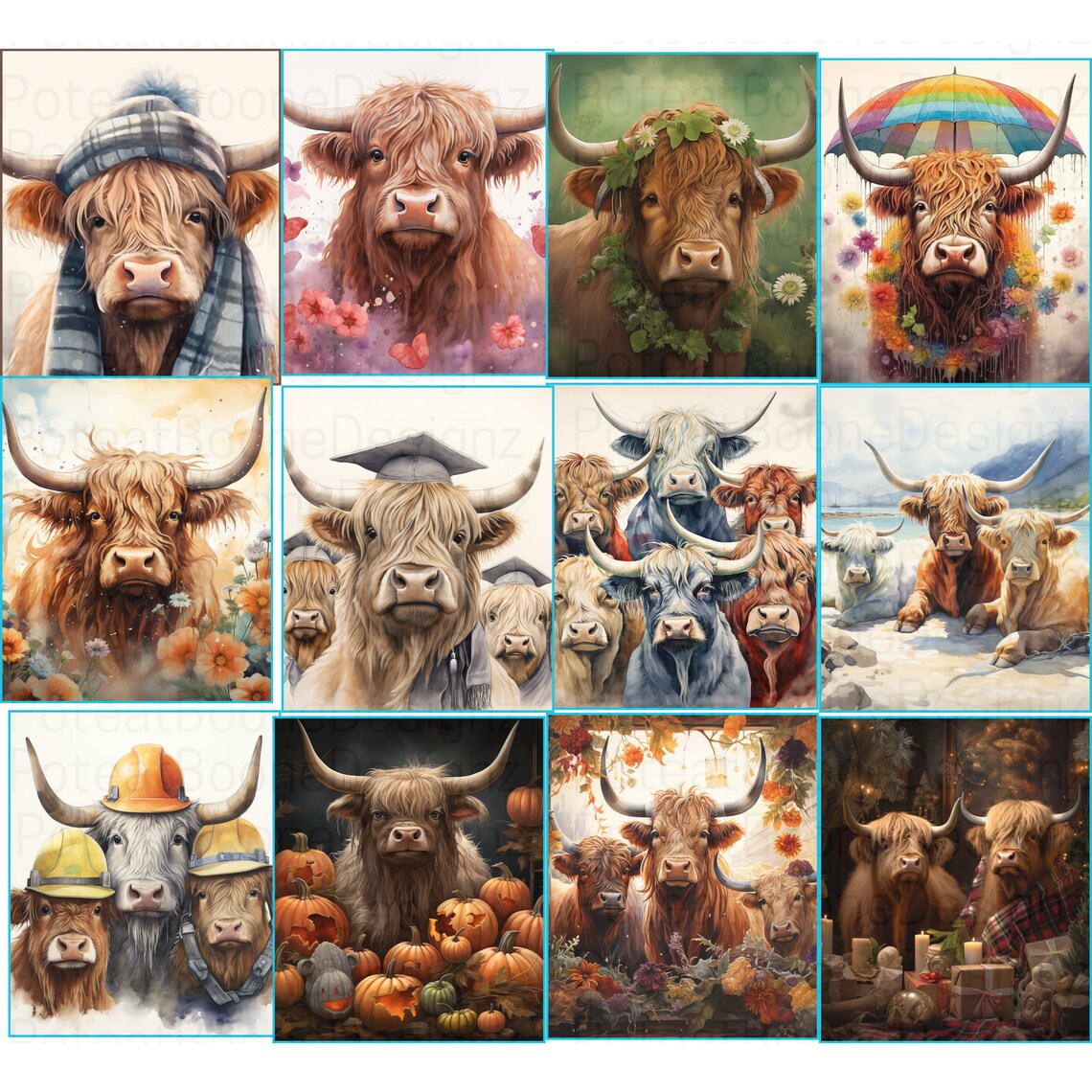 Highland Cows 12-month Calendar| Instant Download | Printable - Etsy
