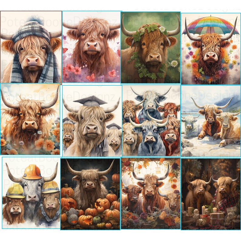 Highland Cows 12-month Calendar| Instant Download | Printable - Etsy