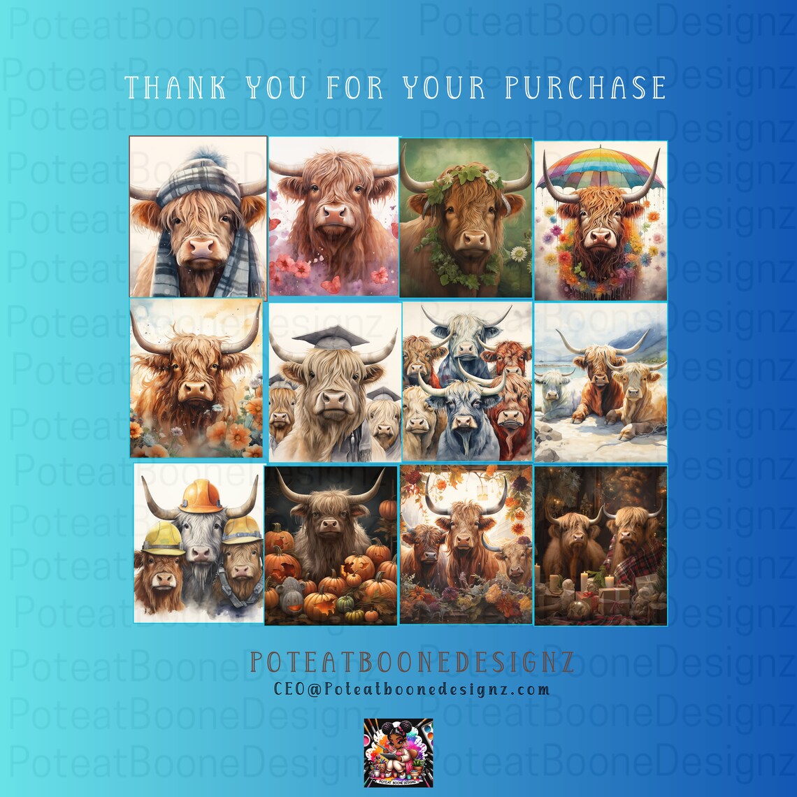 Highland Cows 12-month Calendar Instant Download Printable - Etsy