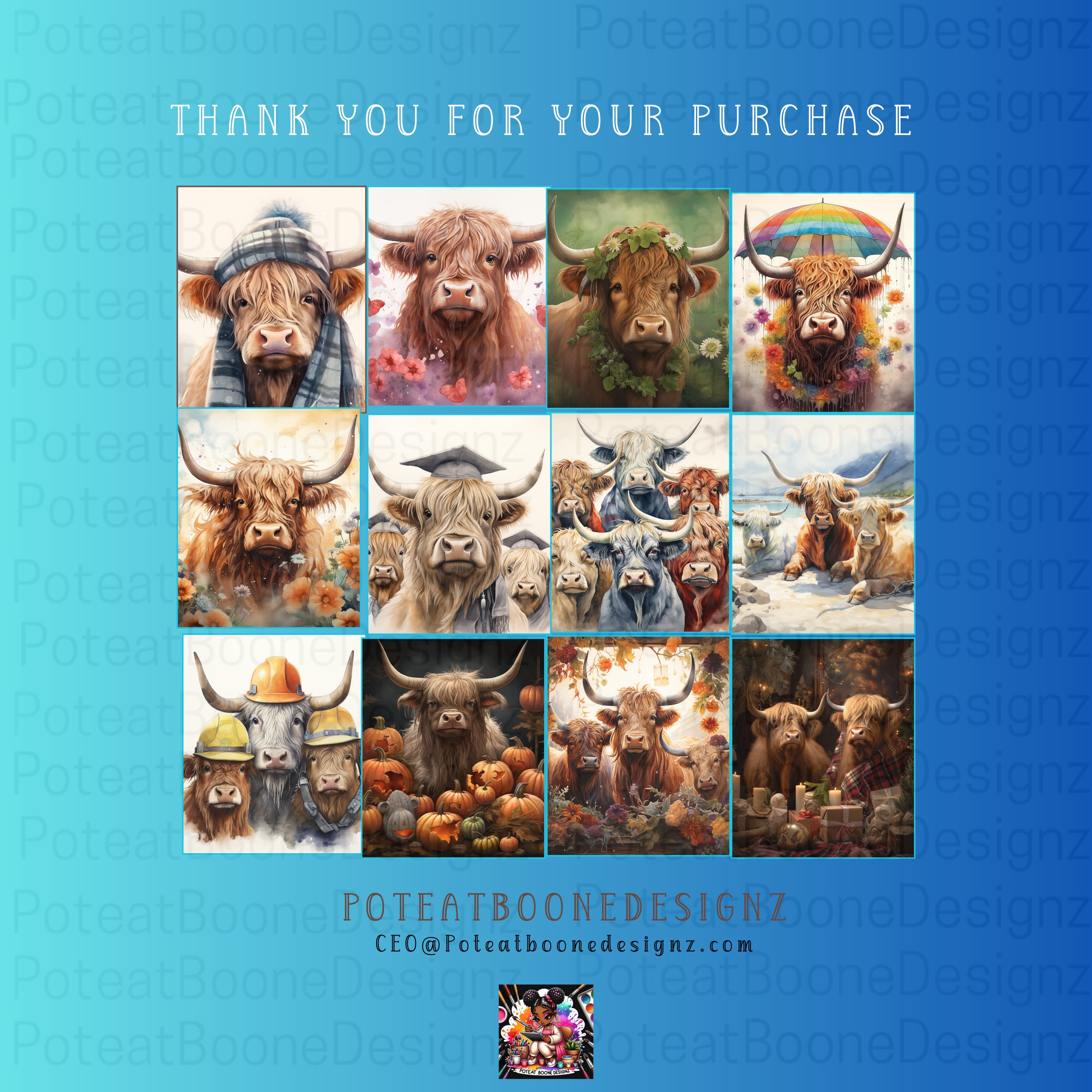 Highland Cows 12-month Calendar| Instant Download | Printable - Etsy