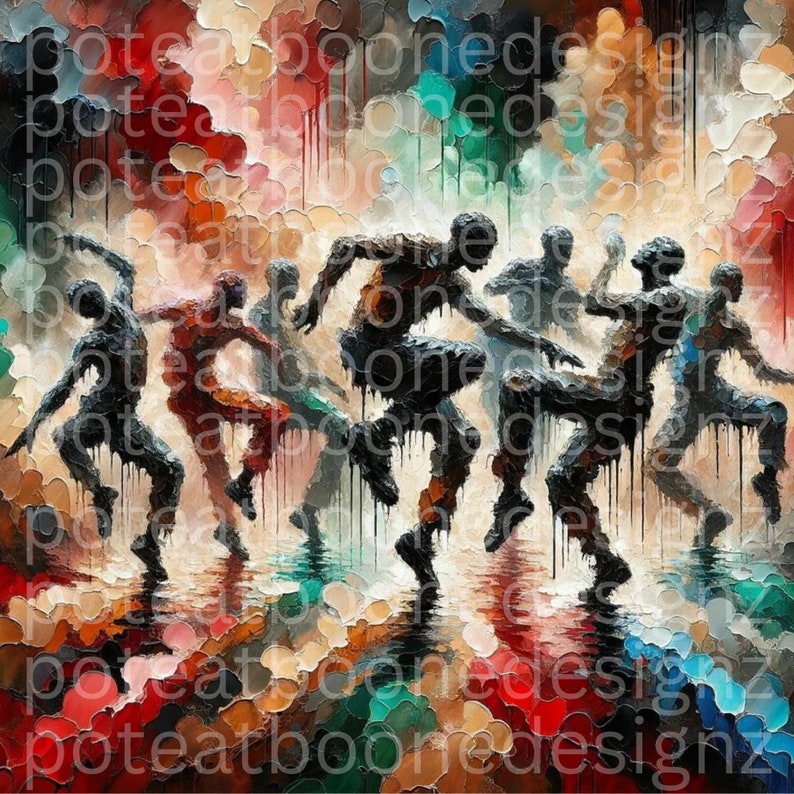 Modern Jazz Dance Digital Art Printable | Vibrant Multi-color Splash ...