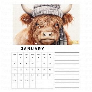 Highland Cows 12-month Calendar| Instant Download | Printable - Etsy
