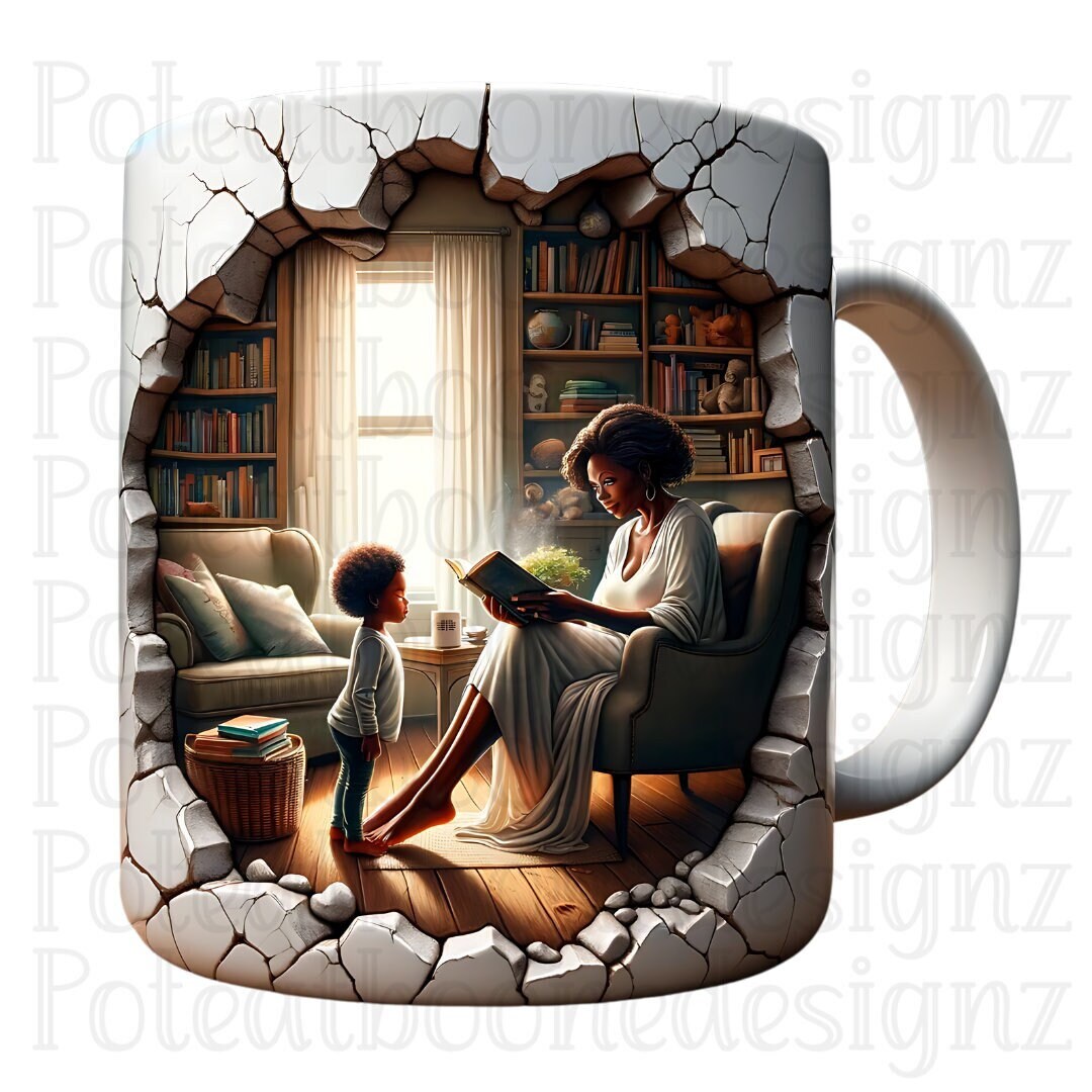 Cracked Cup Collection 2 | Nana Reading | Digital PNG| Unique Coffee ...