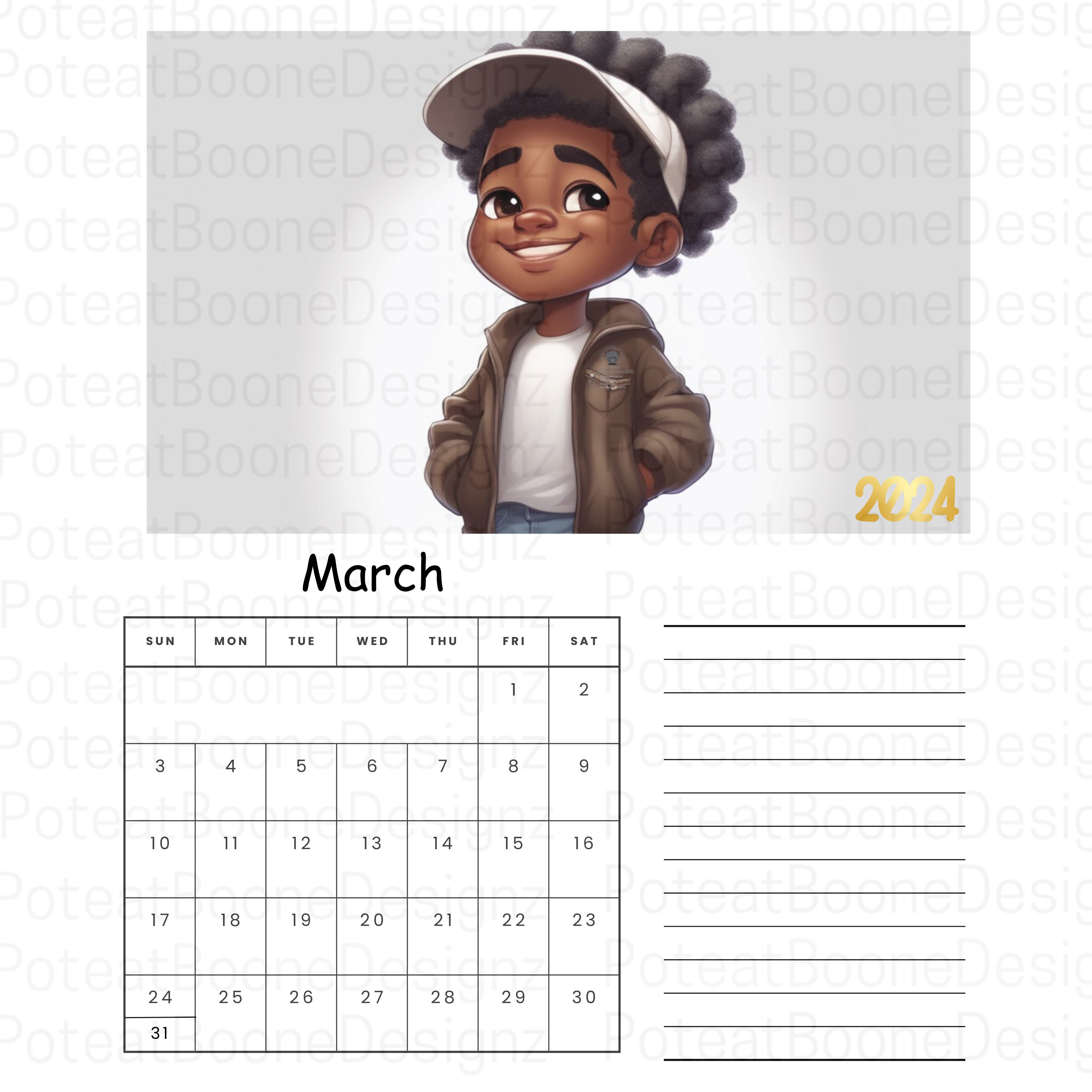 LIL Boys of 2024 | 12-month Calendar| Instant Download | Printable ...