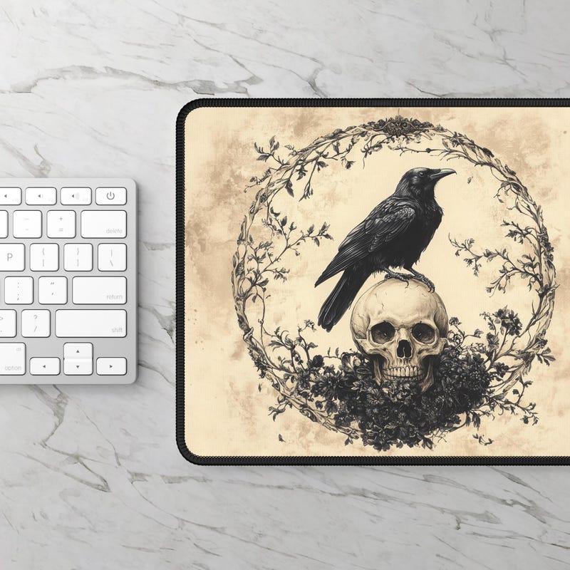 Mouse Pad Raven and Skull - Etsy