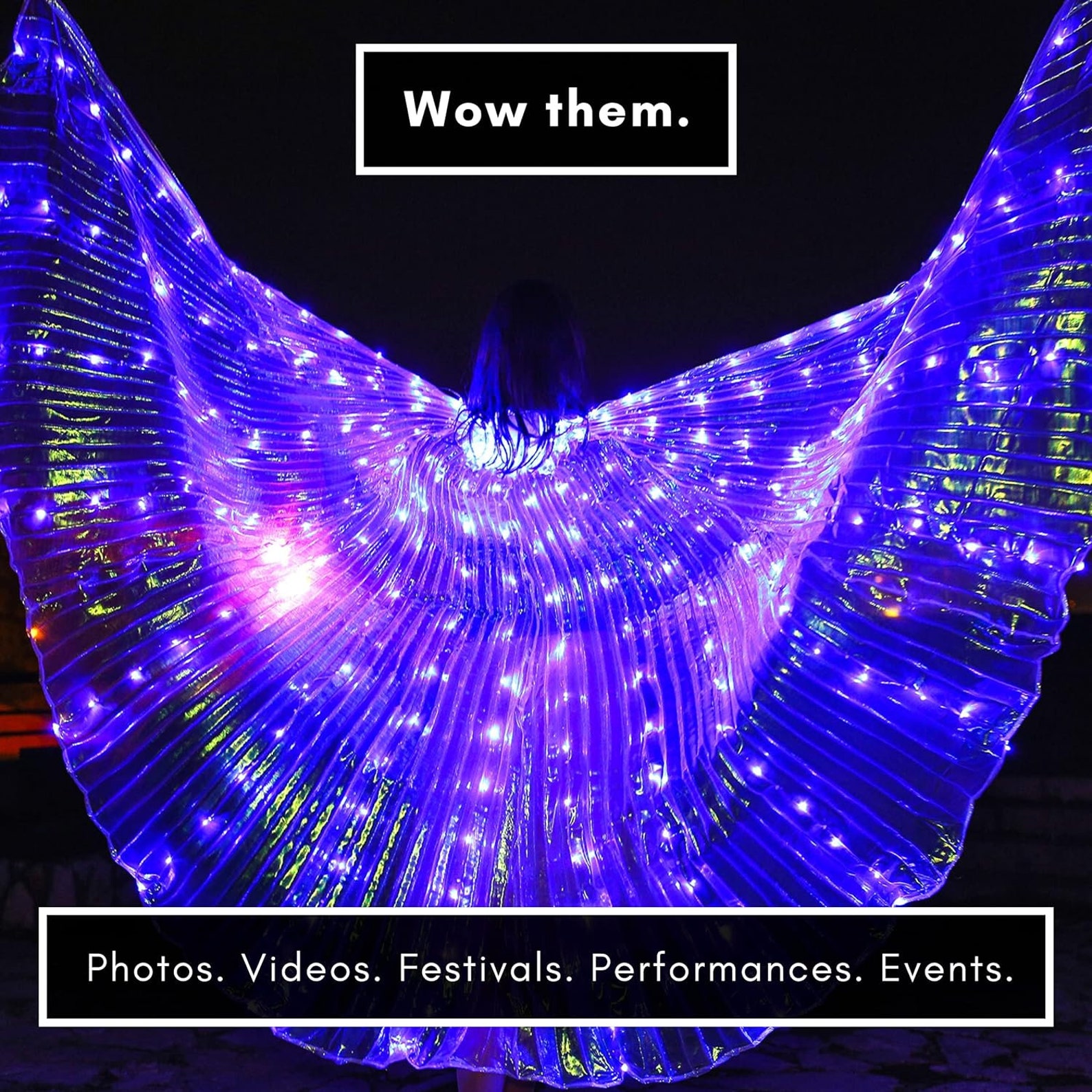 Illuminated Veil Angel Wings Adult Size Fairy Wings Festival Angel ...