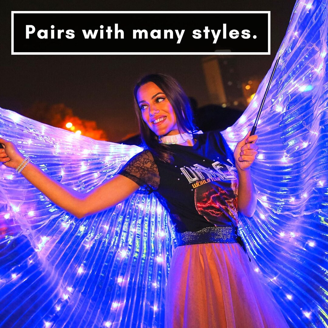 Illuminated Veil Angel Wings Adult Size Fairy Wings Festival Angel ...