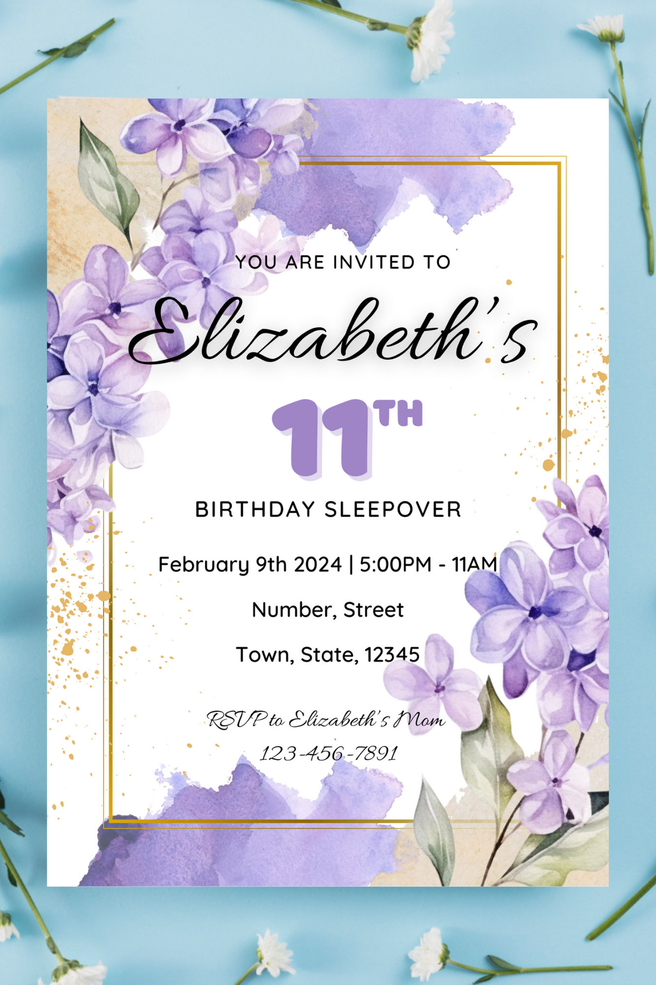 Choose Your Customizable Purple Flower Invitation Template. Purple ...