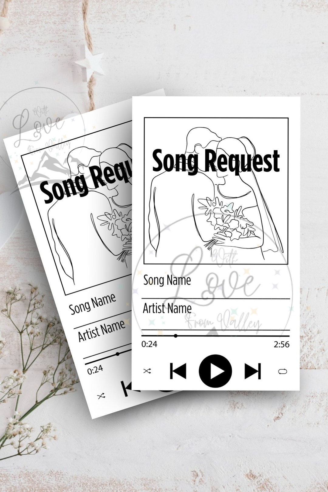 Printable Spotify-inspired Wedding Song Request Cards 2x3.5inches ...