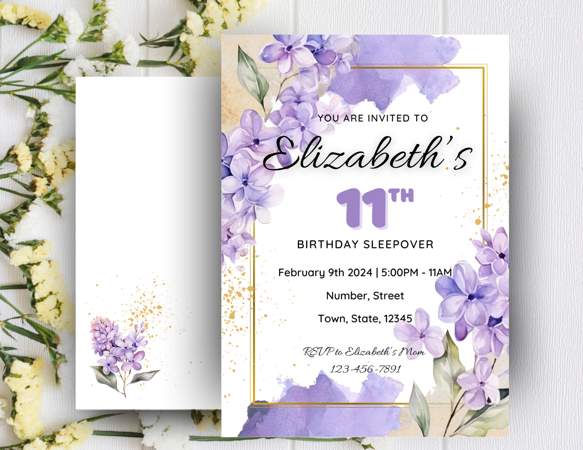 Choose Your Customizable Purple Flower Invitation Template. Purple ...