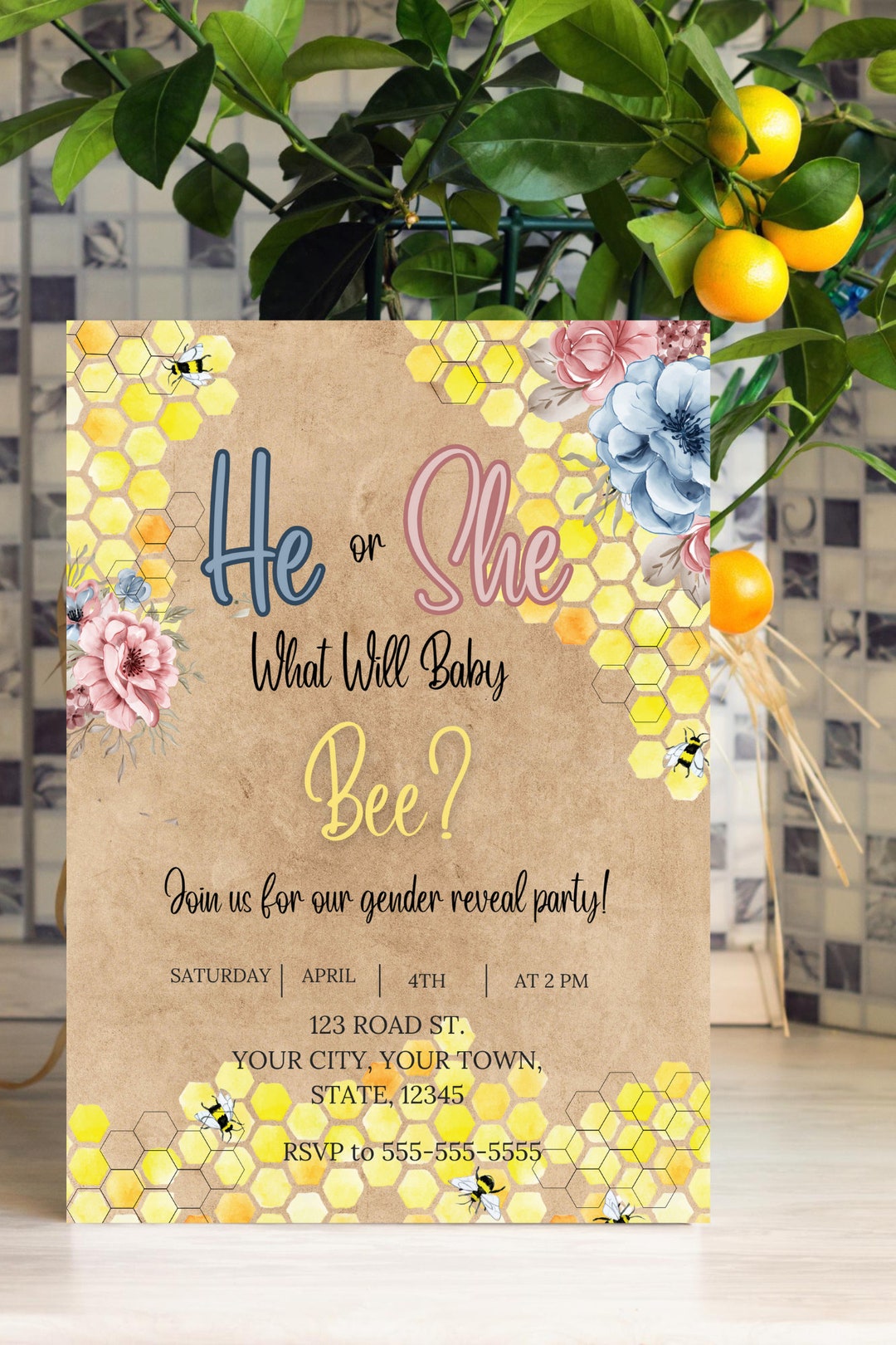 INVITE ONLY What Will Baby Bee Gender Reveal Invitation Template - Etsy