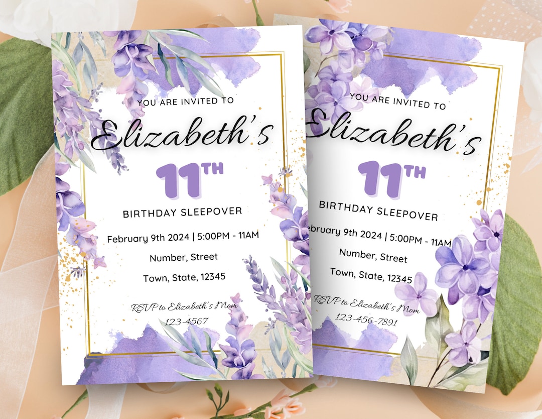 Choose Your Customizable Purple Flower Invitation Template. Purple ...