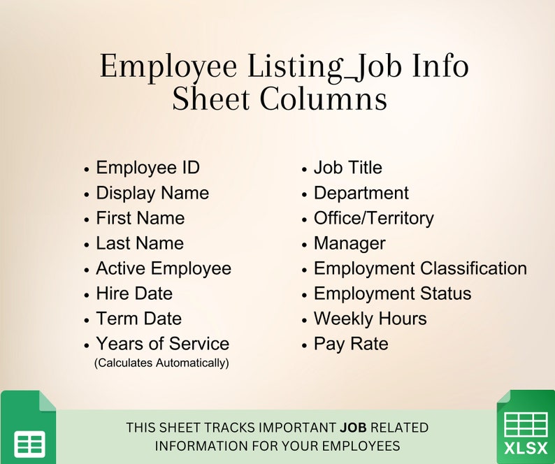 Employee Information Database, Track Employee Info (google Sheet, MS ...