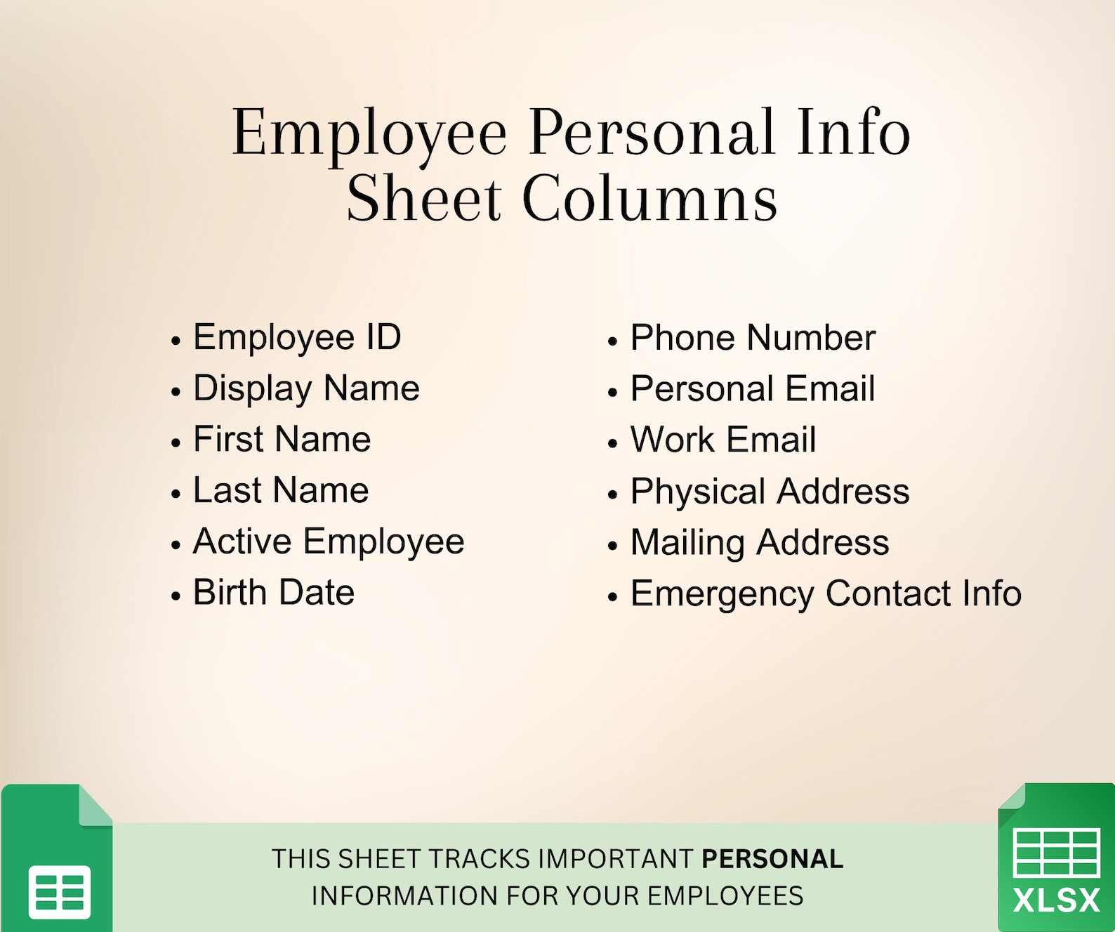Employee Information Database, Track Employee Info (google Sheet, MS ...