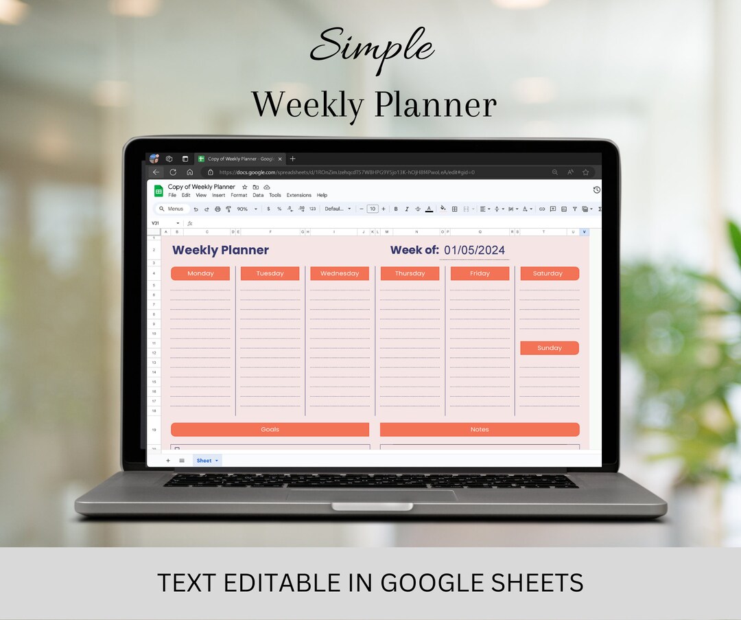 Weekly Planner - Google Sheets, Printable to Do List, Weekly Agenda ...