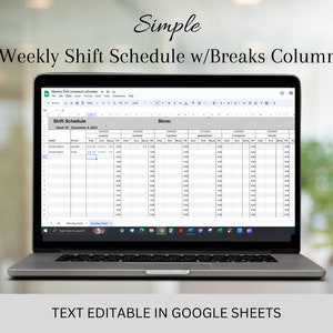 Weekly Shift Schedule Template With Breaks, Google Sheets & Excel - Etsy