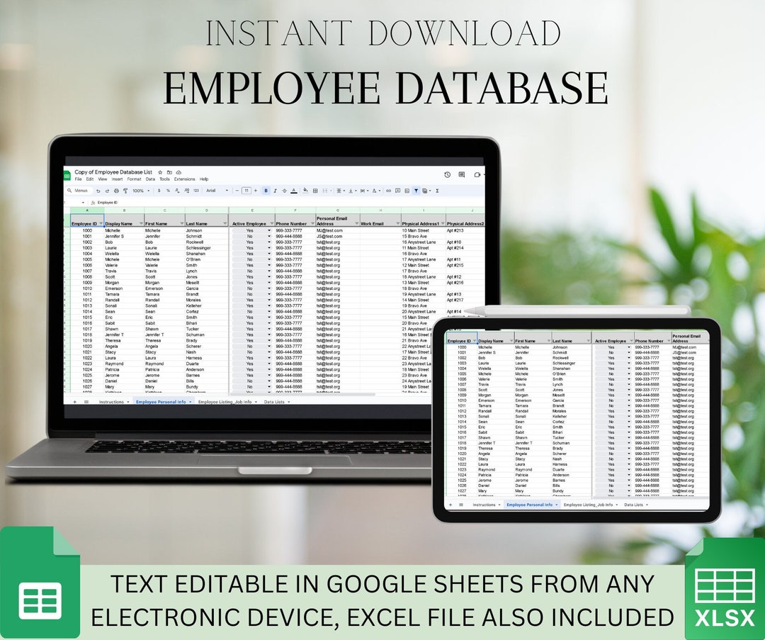 Employee Information Database, Employee Info Tracking, Employee Roster ...
