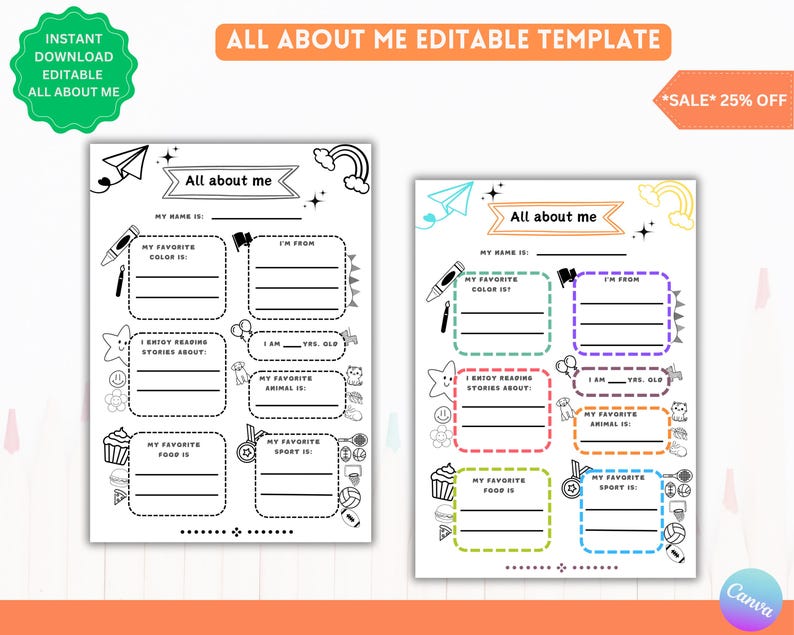 All About Me Printable Meet the Students Student Activity Fill in ...