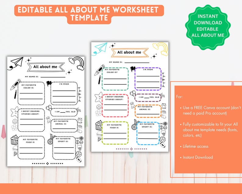 All About Me Printable | Meet the Students | Student Activity | Fill in ...