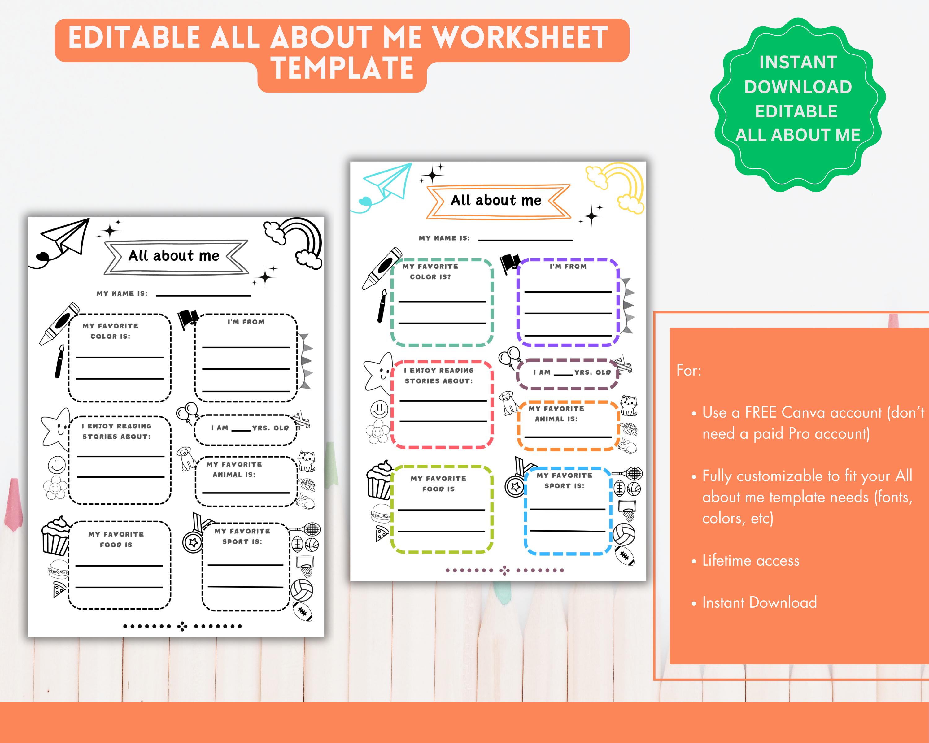 All About Me Printable Meet the Students Student Activity Fill in ...