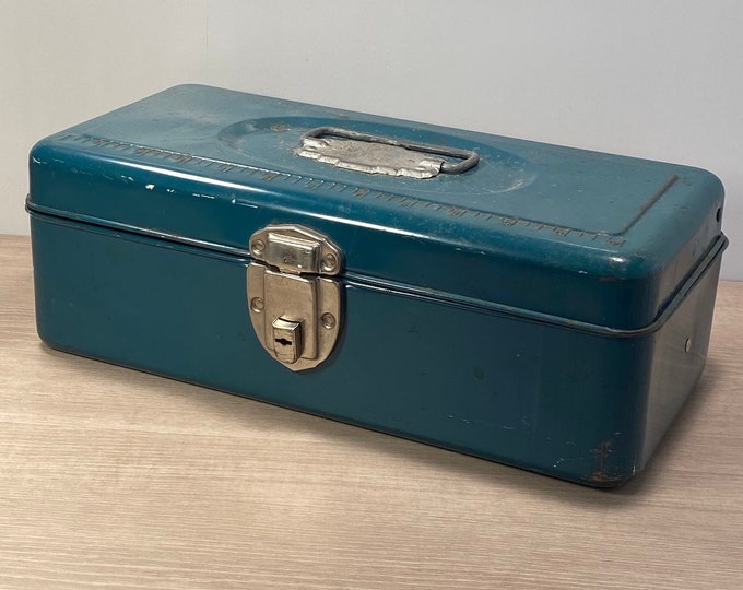 Vintage Union Utility Metal Chest 1960's Steel Tackle Box With Top ...