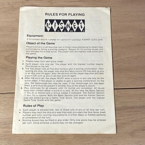 Kismet Dice Game - Vintage Game Night (similar to Yahtzee) Toys and ...