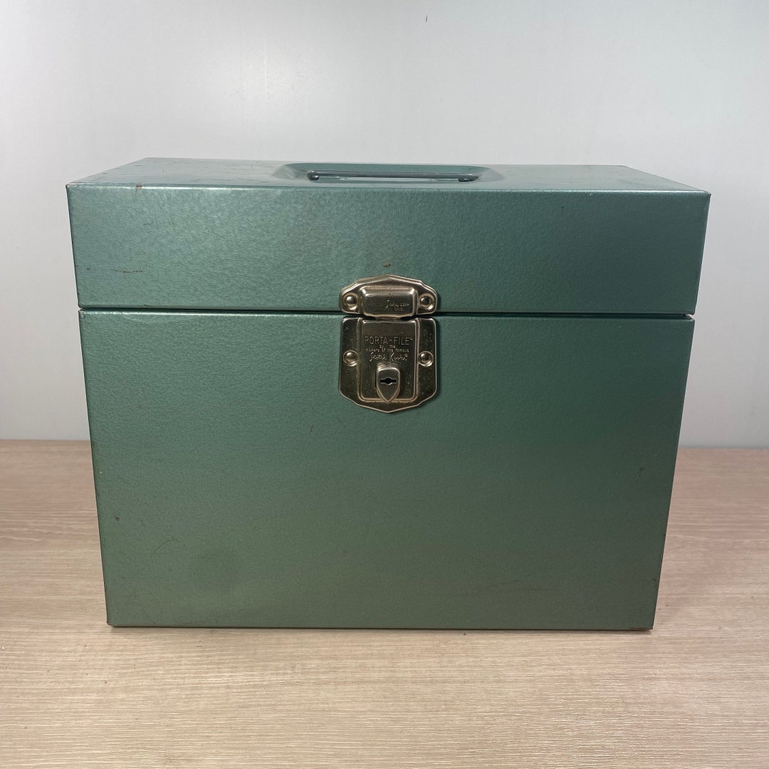 Vintage Metal Document Box Mid Century Green 1950s Portable File ...