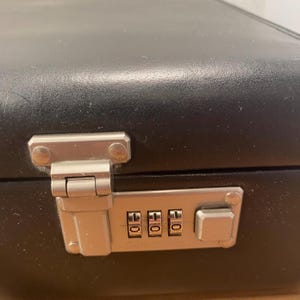 Vintage Black Leather Briefcase With Combo Lock Large Storage Snap Lock ...