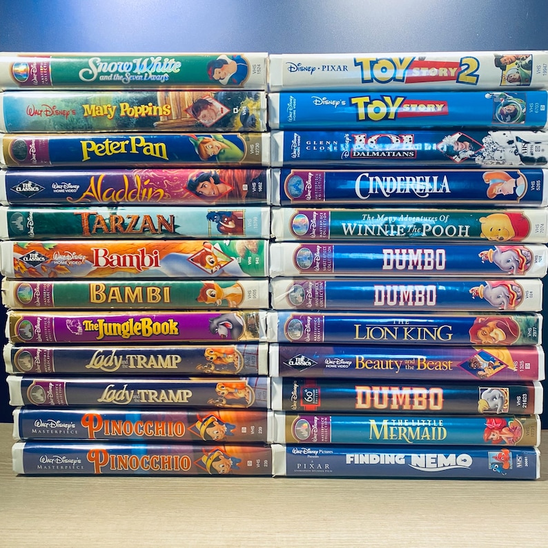 Vintage Disney VHS Animated Tape Lot, Classic 80s 90s Home VCR Movie ...
