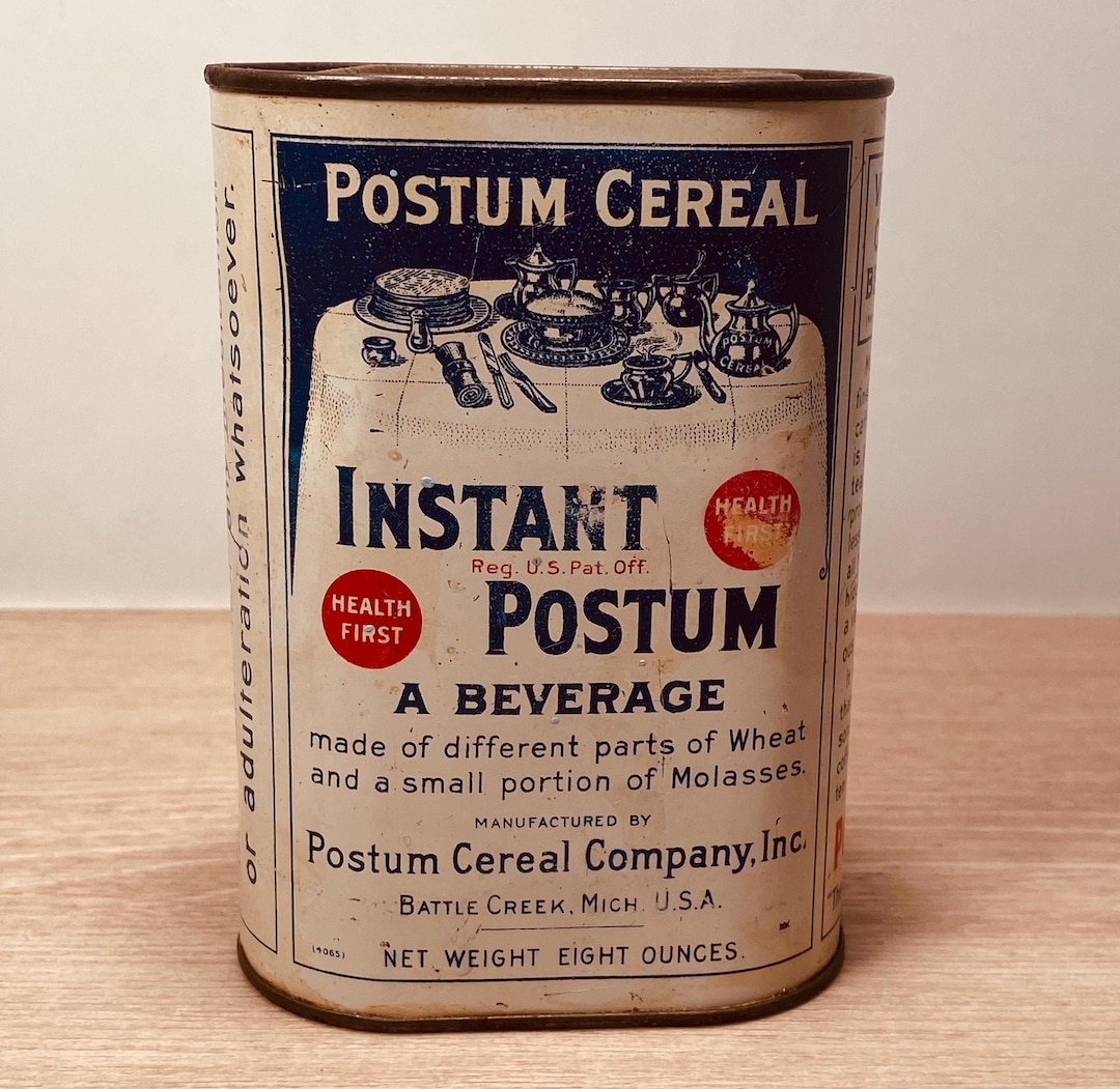 Antique Postum Cereal Tin Instant Postum Drink Postum Cereal Co ...