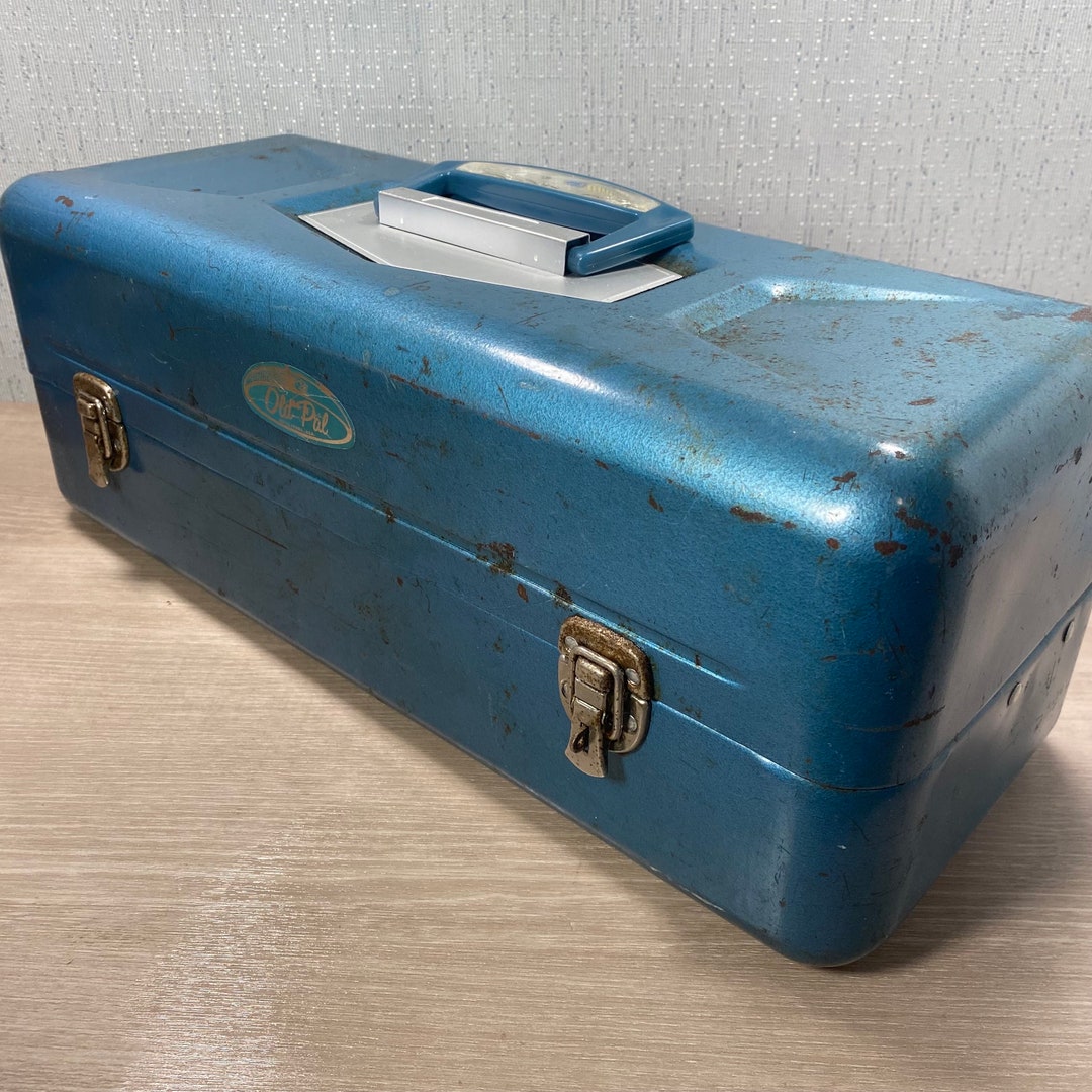 Vintage Metal Tackle Box Fishing Box With Large Storage 3-tier Fold-out ...