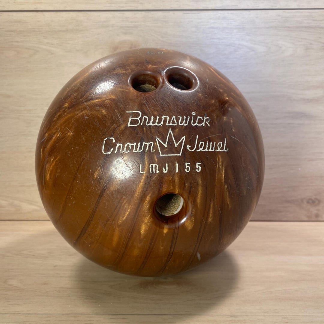 Vintage Brunswick Crown Jewel Bowling Ball, Orange Swirl, 14lb, Retro ...