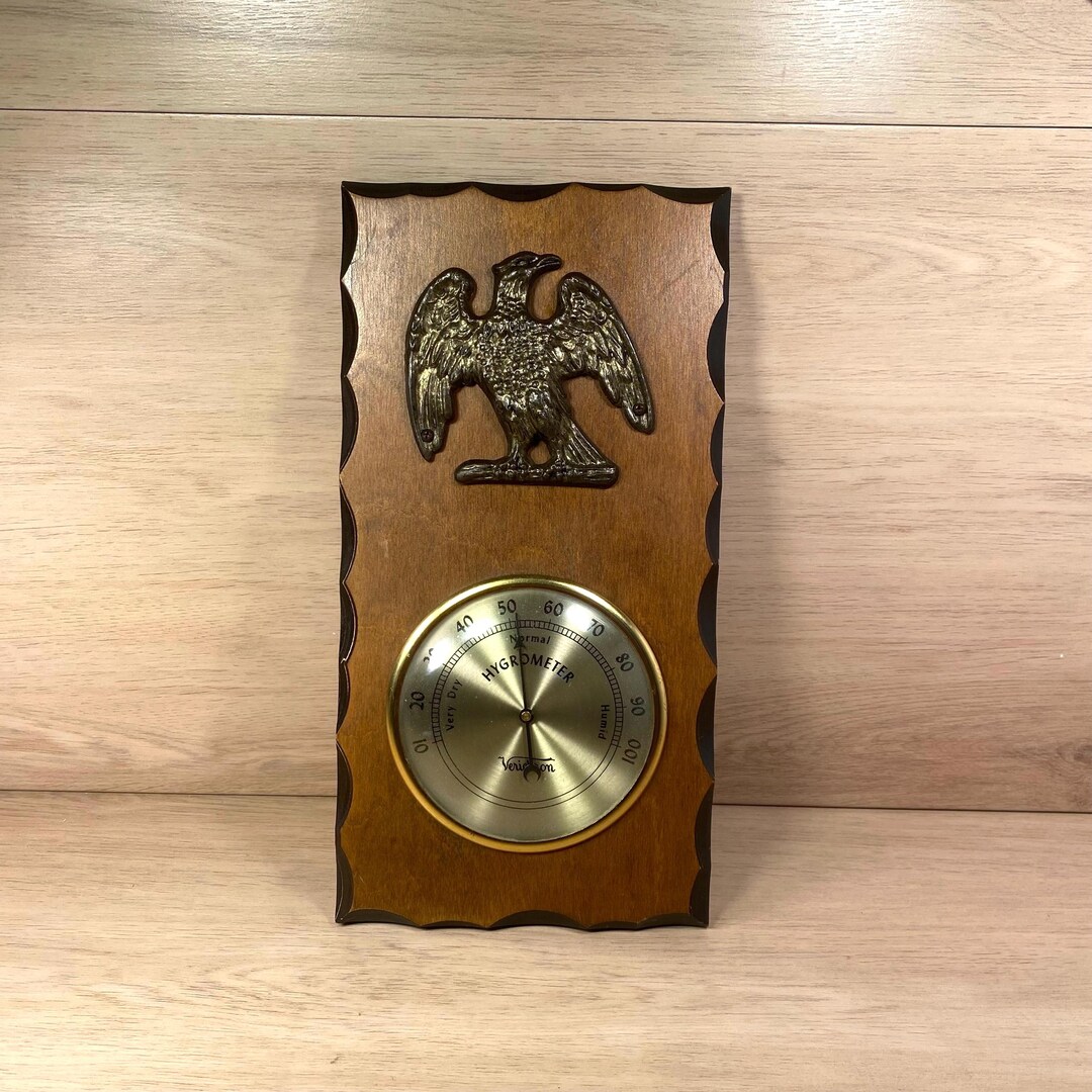Vintage Verichron Hygrometer With Brass Eagle - Mid-century Modern ...