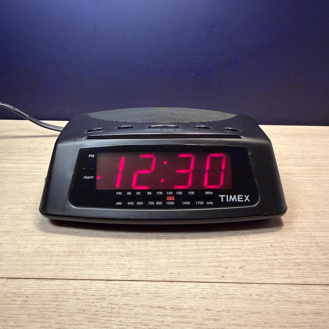 Vintage Timex Digital Alarm Clock Radio | Matte Black Y2K Bedside Tech ...
