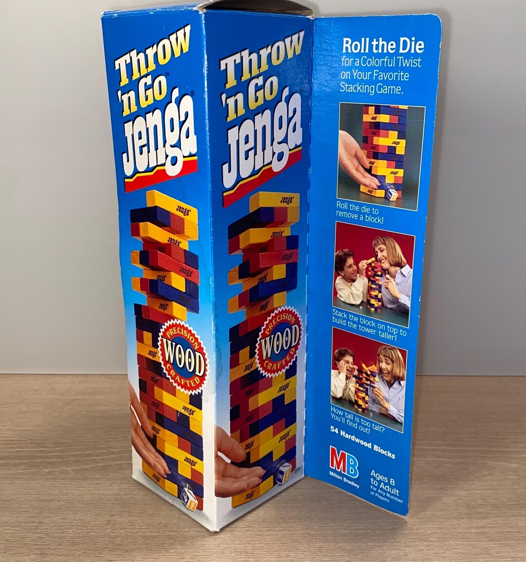 Vintage 1995 Jenga Thow 'N Go Party Game by Milton Bradley MB Hasbro Precision Wood Crafted 100% ...