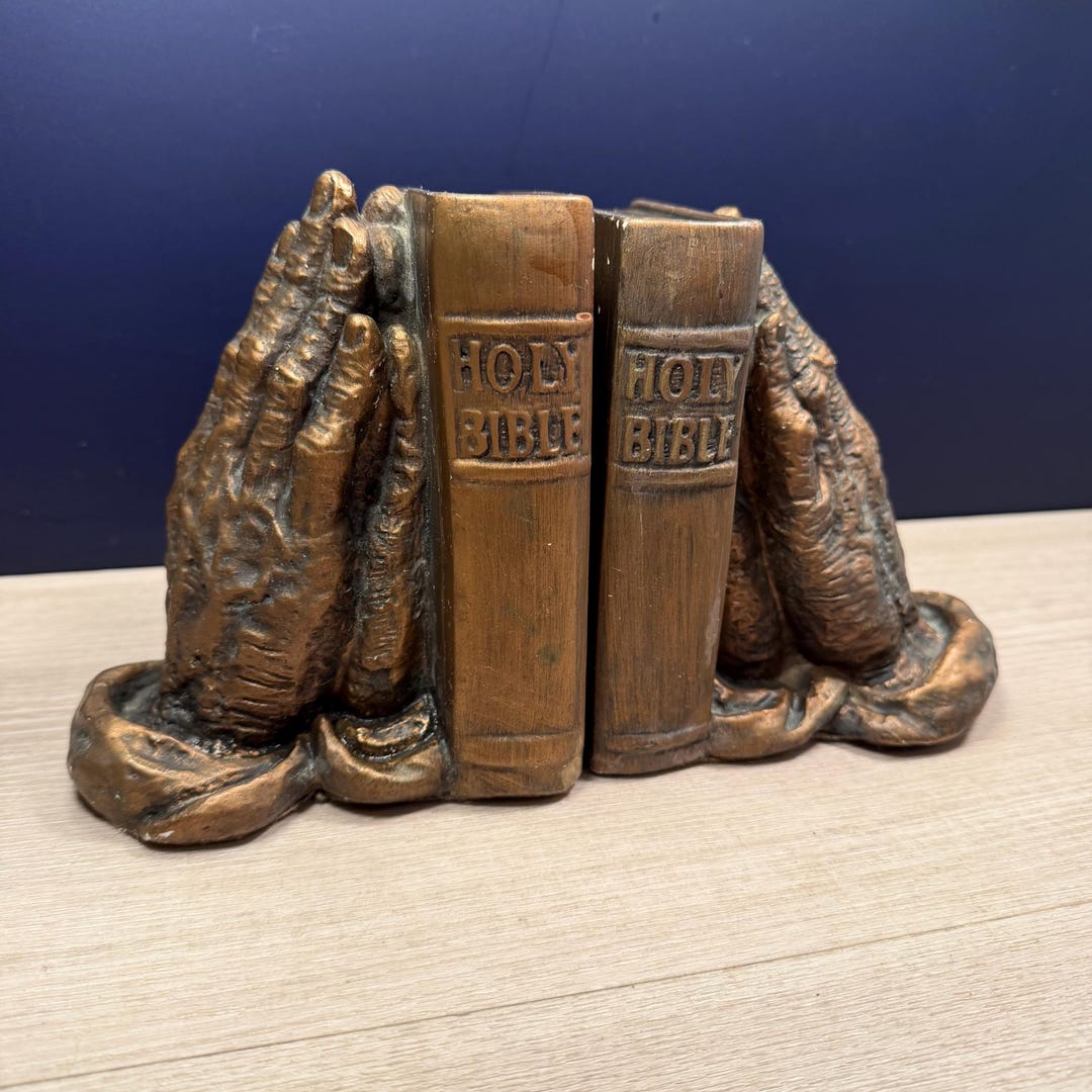 Vintage Praying Hands Bookends | 1962 Universal Statuary, Bronze Finish ...