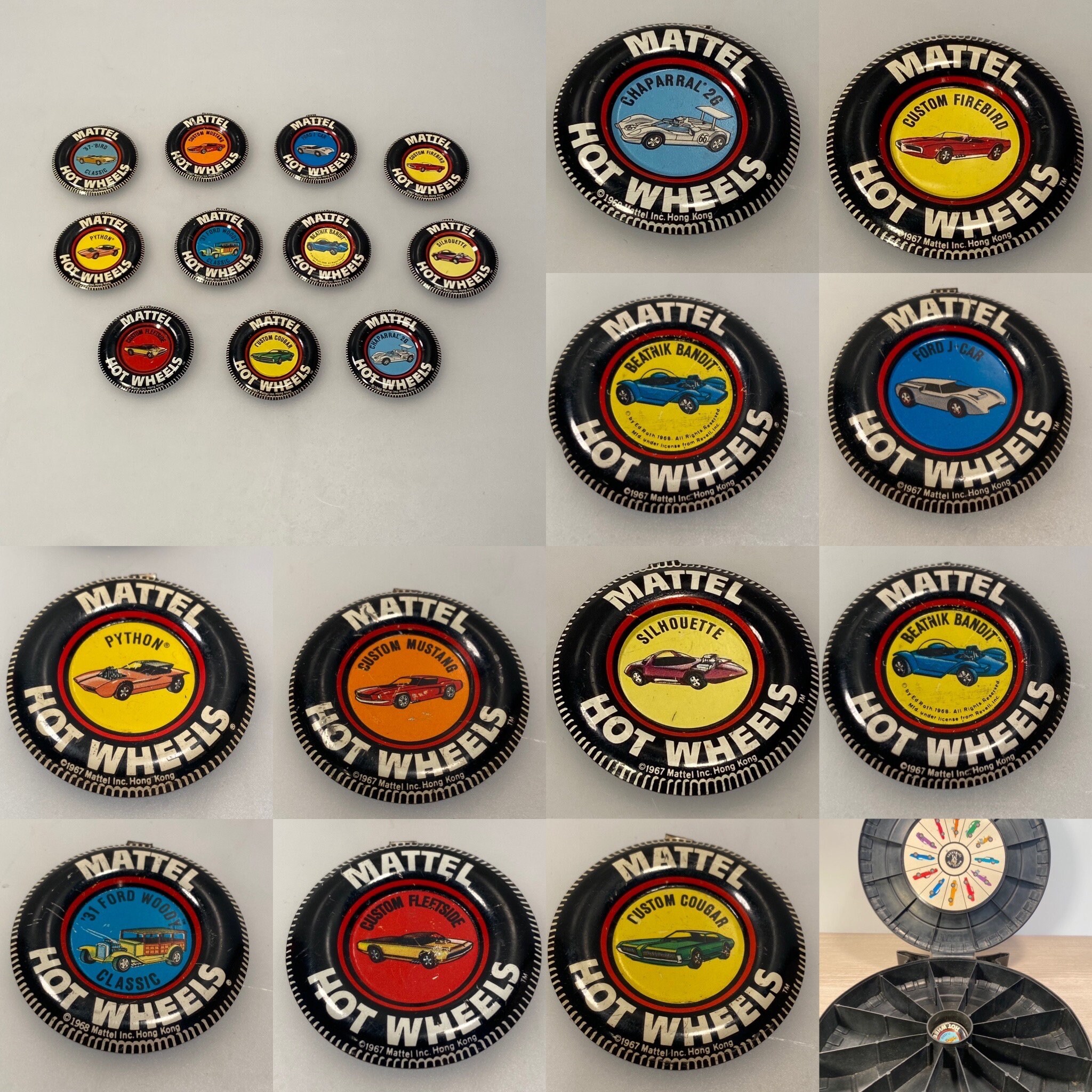 Vintage 1960's Original Hot Wheels Buttons Lot of 11 Mattel Inc. Badges ...