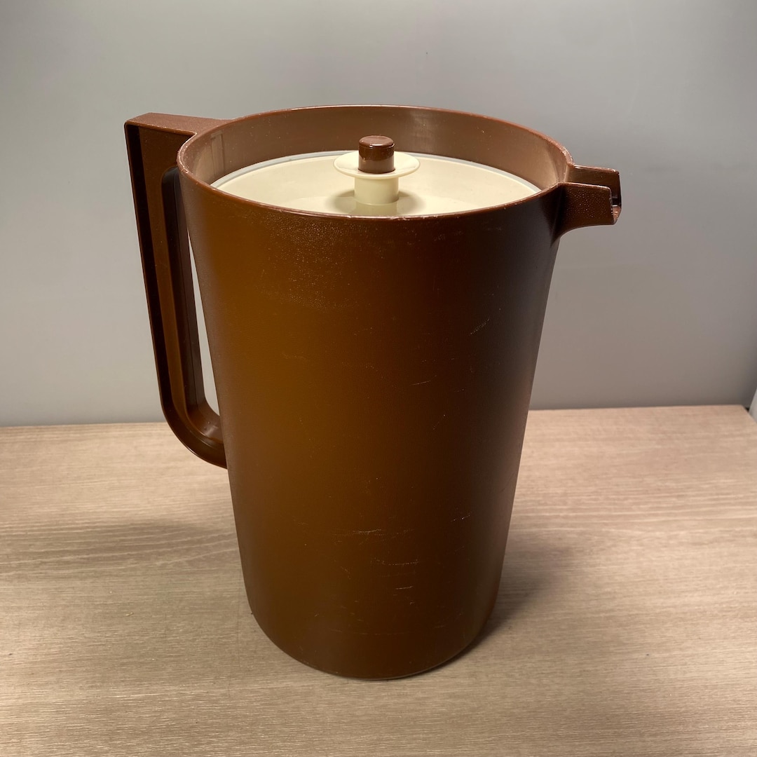 Retro Vintage Tupperware Brown Pitcher With Push Button Lid 1970s Made ...