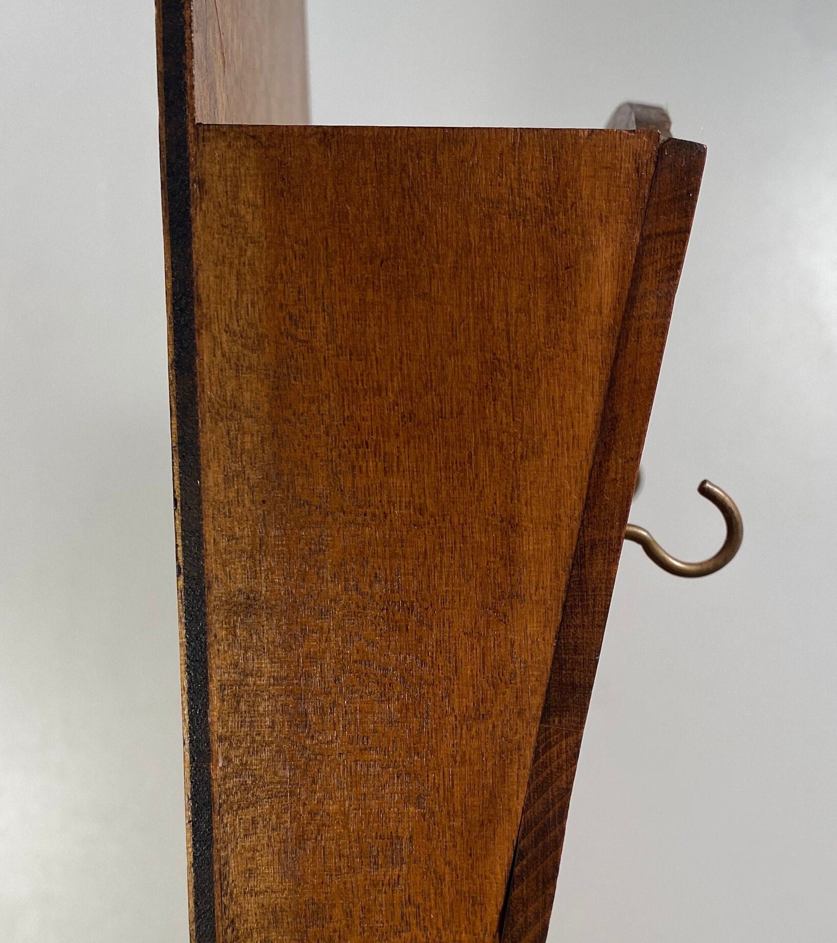 Vintage Wooden Mail Rack Letter Holder 3 Slotted With Key Hooks ...