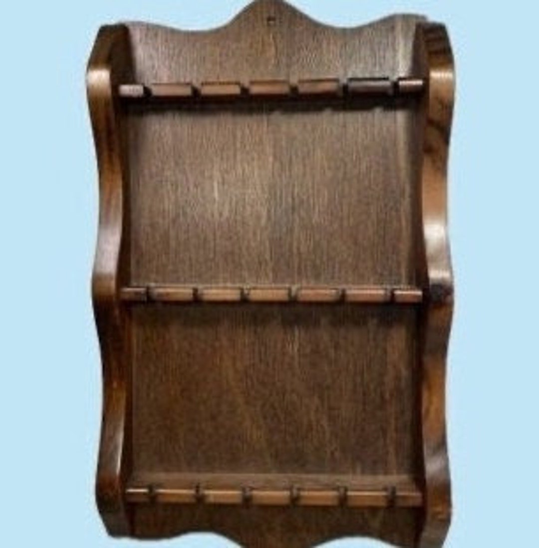 Vintage Wooden Spoon Rack Carved Vintage Single Tier With 16 Slots Home ...