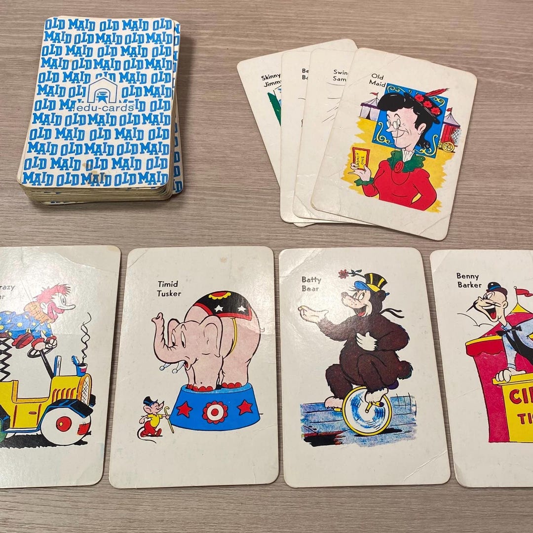 Vintage Old Maid Card Game - Rare Original Jumbo Card Game - Old Maid ...